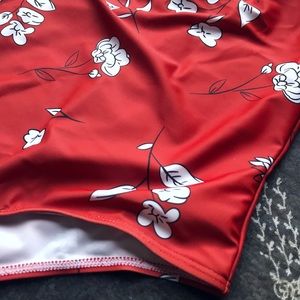 Swim | Padded Deep Red Floral Print Onepiece Swimsuit | Poshmark